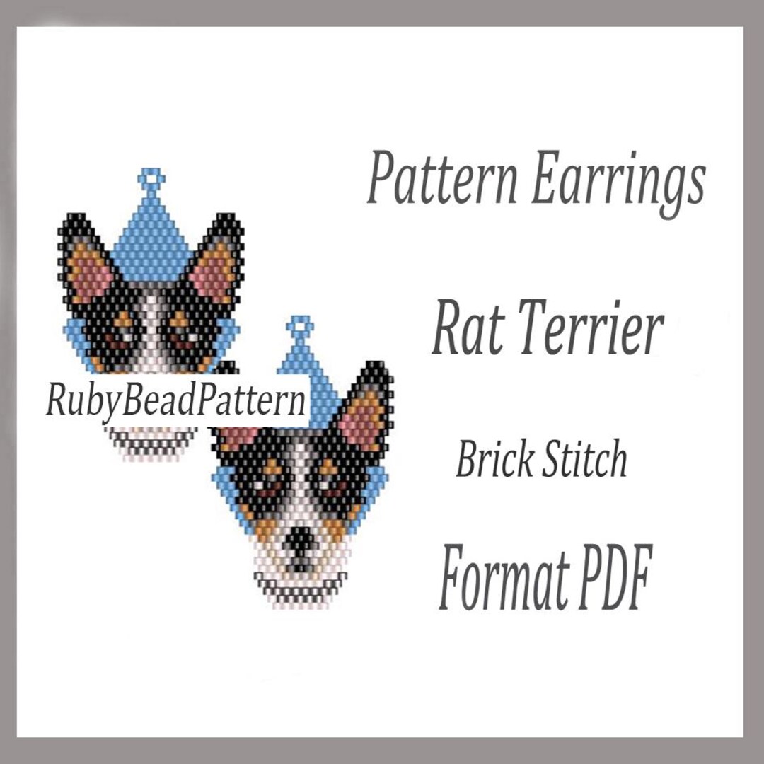 Rat Terrier Dog Bead Earrings Pattern, Rat Terrier Beaded Pattern, Rat ...