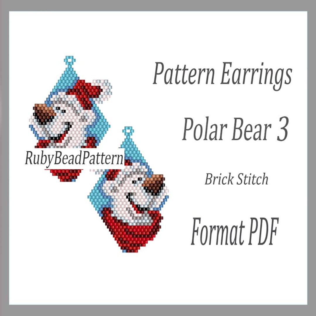 Polar Bear 3 Bead Earrings Pattern, Polar Bear Beaded Pattern, Polar ...