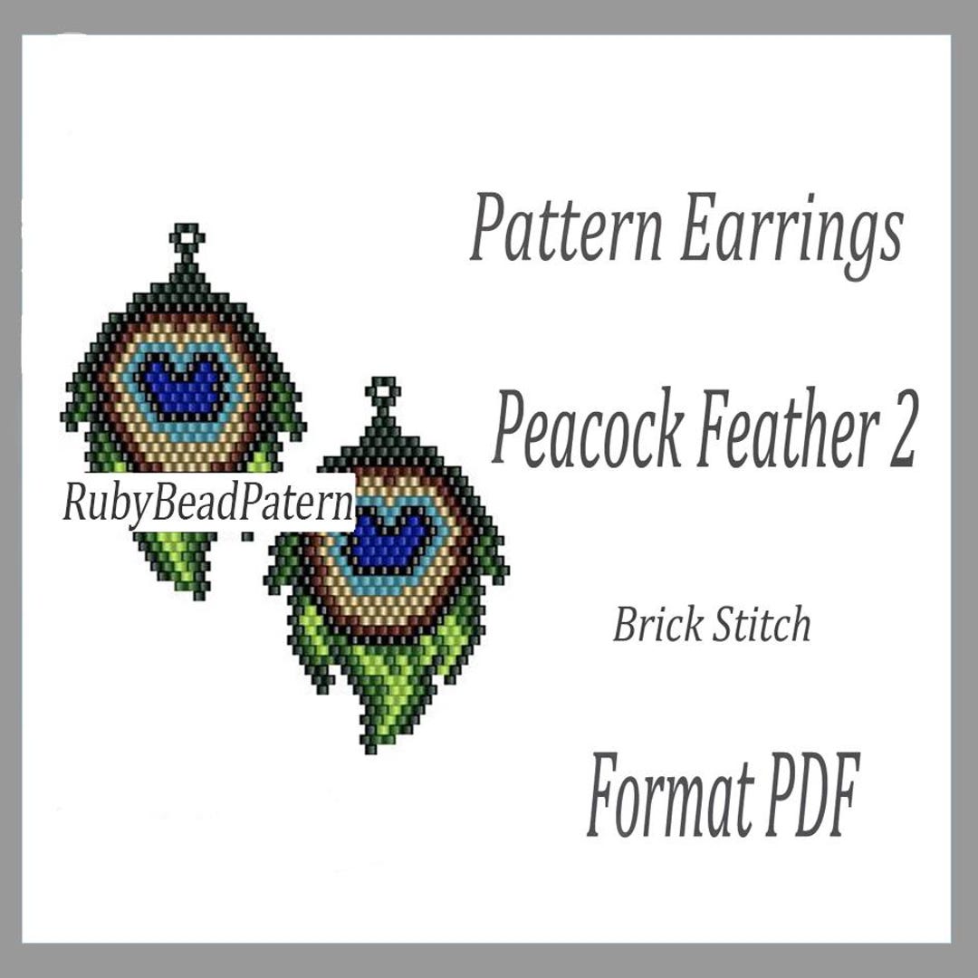 Peacock Feather 2 Bead Earrings Pattern, Feather Beaded Pattern ...