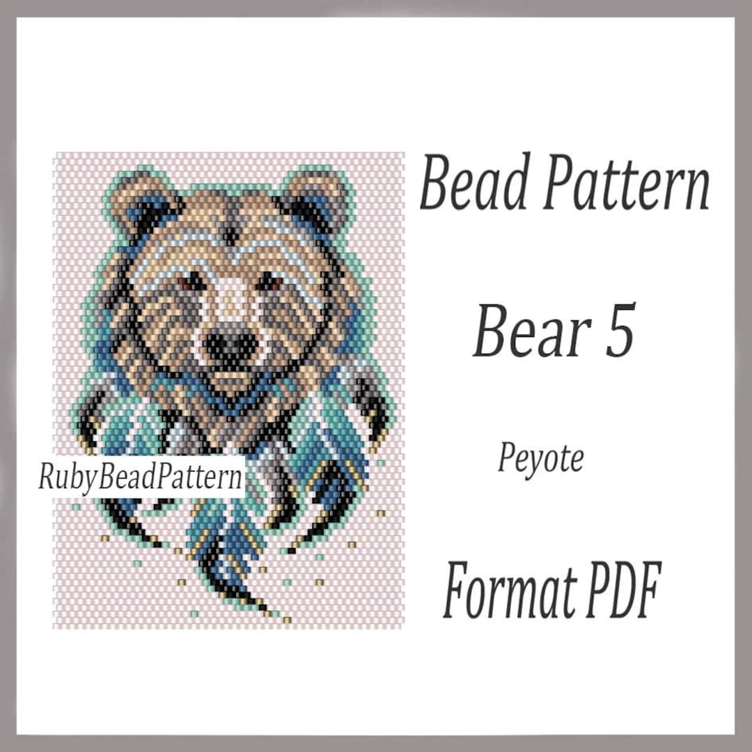 Bear 5 Mini Tapestry Bead Pattern, Bear Beaded Pattern, Bear Beading ...