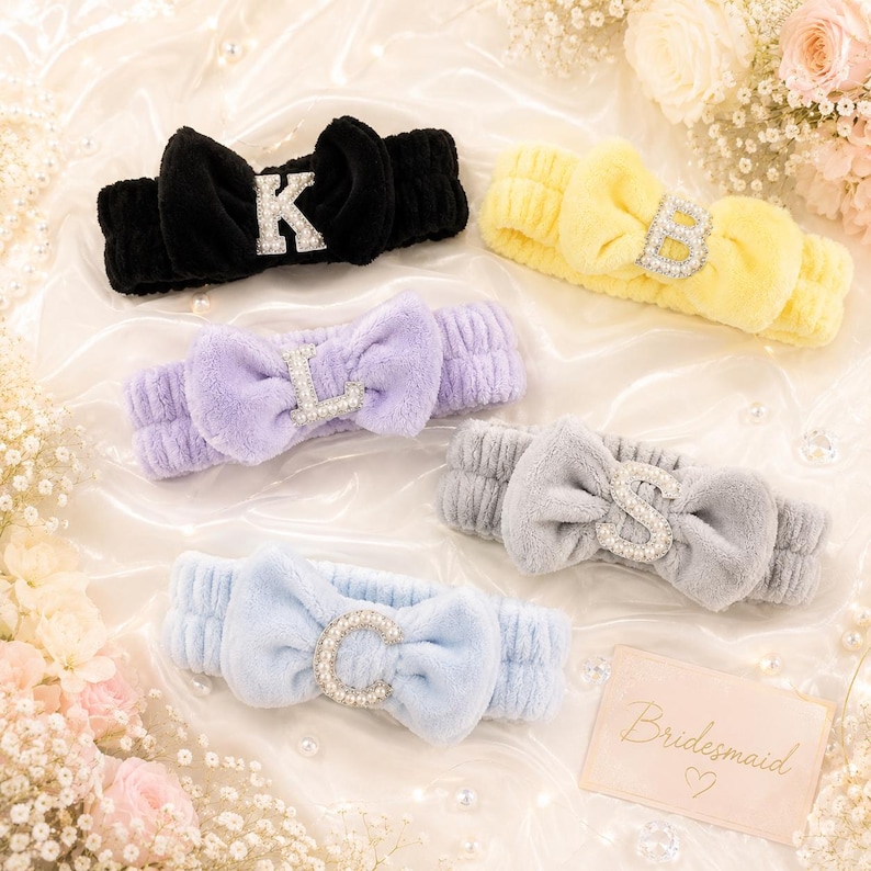 Bride Spa Headband, Custom Pearl Letter Headband, Bridesmaids Proposal ...