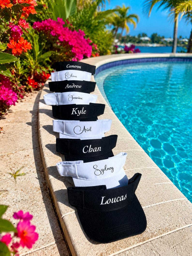 Custom Name Sun Visors, Bachelorette Party Hats, Bridal Shower Favors ...