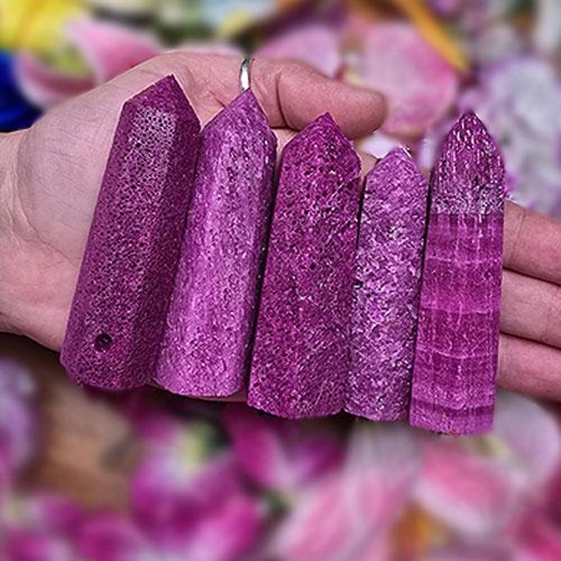 Honeycomb Ruby Crystal Point – Passion & Courage Stone | Polished Healing Tower for Vitality ...
