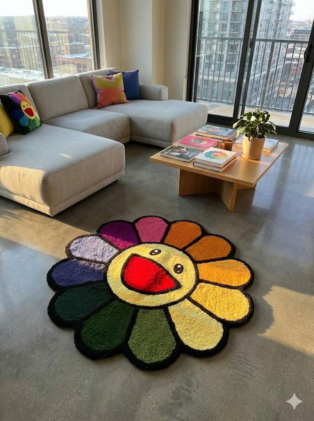 Bunter Blumenteppich Smiley Gesicht Tufted Teppich Funky Teppich Daisy ...