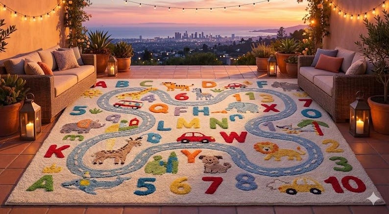 Buy Kids Alphabet Numbers Learning Rug Educational Playmat With Animals ...