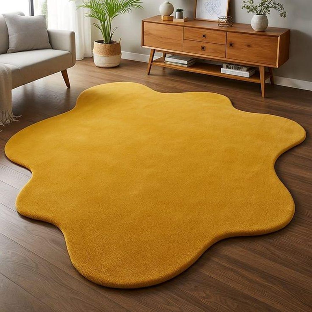 Buy Handmade Abstract Yellow Blob Rug: Modern Accent Carpet Online in ...