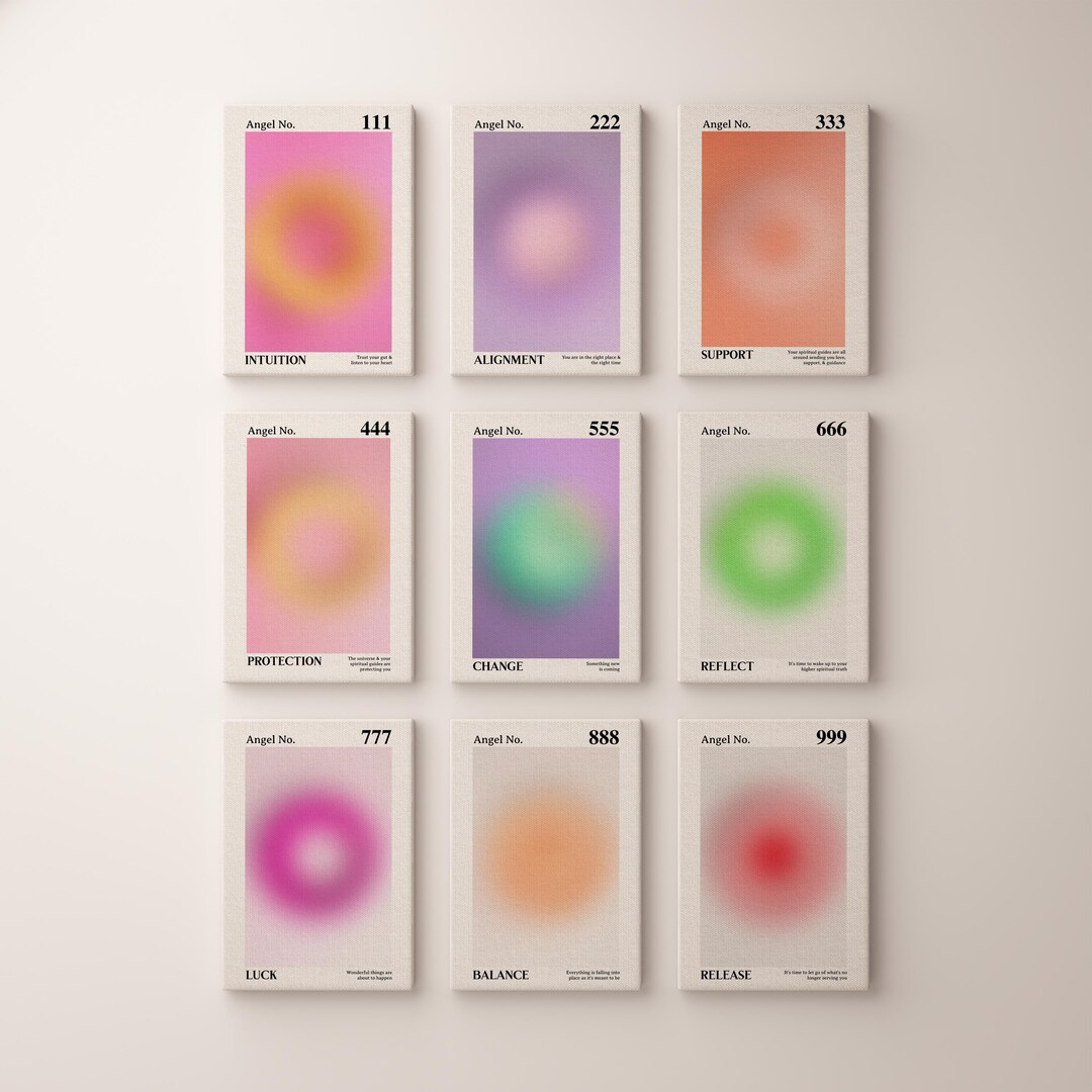 Angel Numbers Wall Art Set of 9, Spiritual Numerology Prints ...