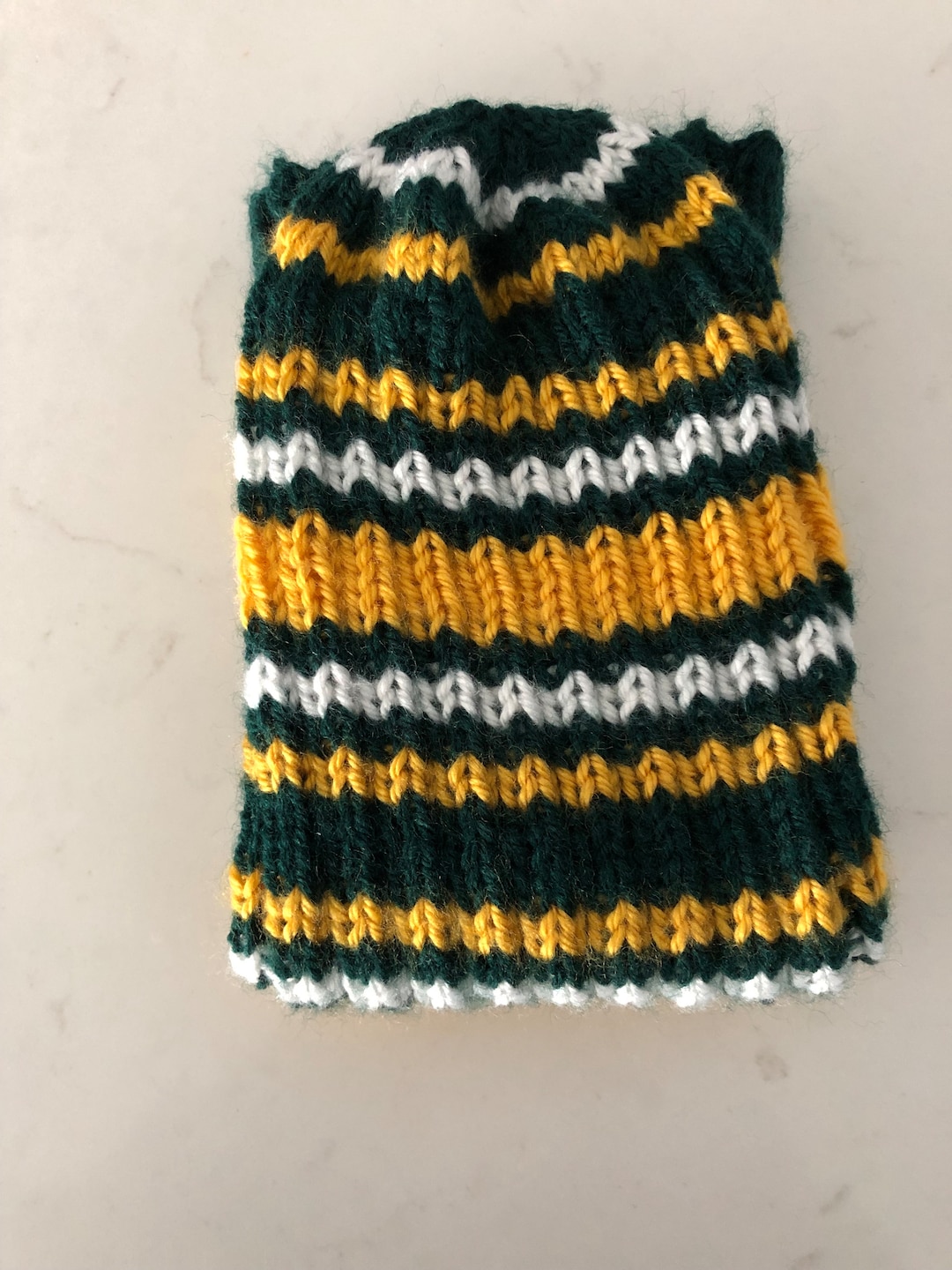 Hand Knit Below Knee Amputee Sock Green Bay Packers Inspired Leg Warmer ...