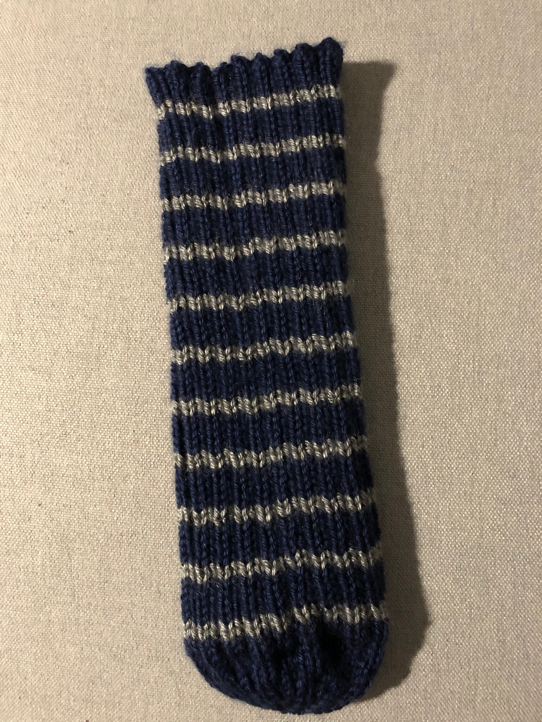 Hand Knit Navy Blue Gray Below Knee Grey Heathered Striped Sock for ...