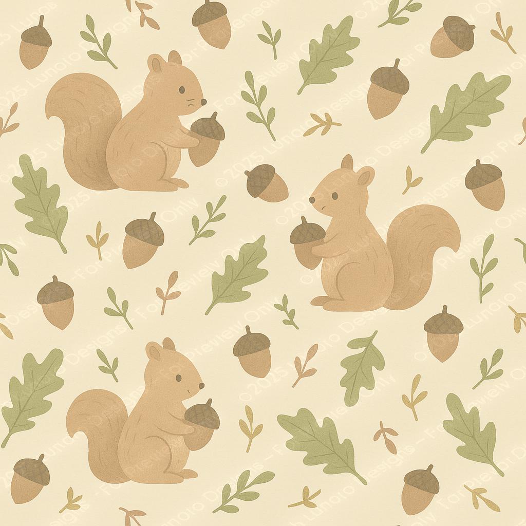 Squirrel and Acorn Seamless Pattern – Autumn Woodland Digital Paper ...
