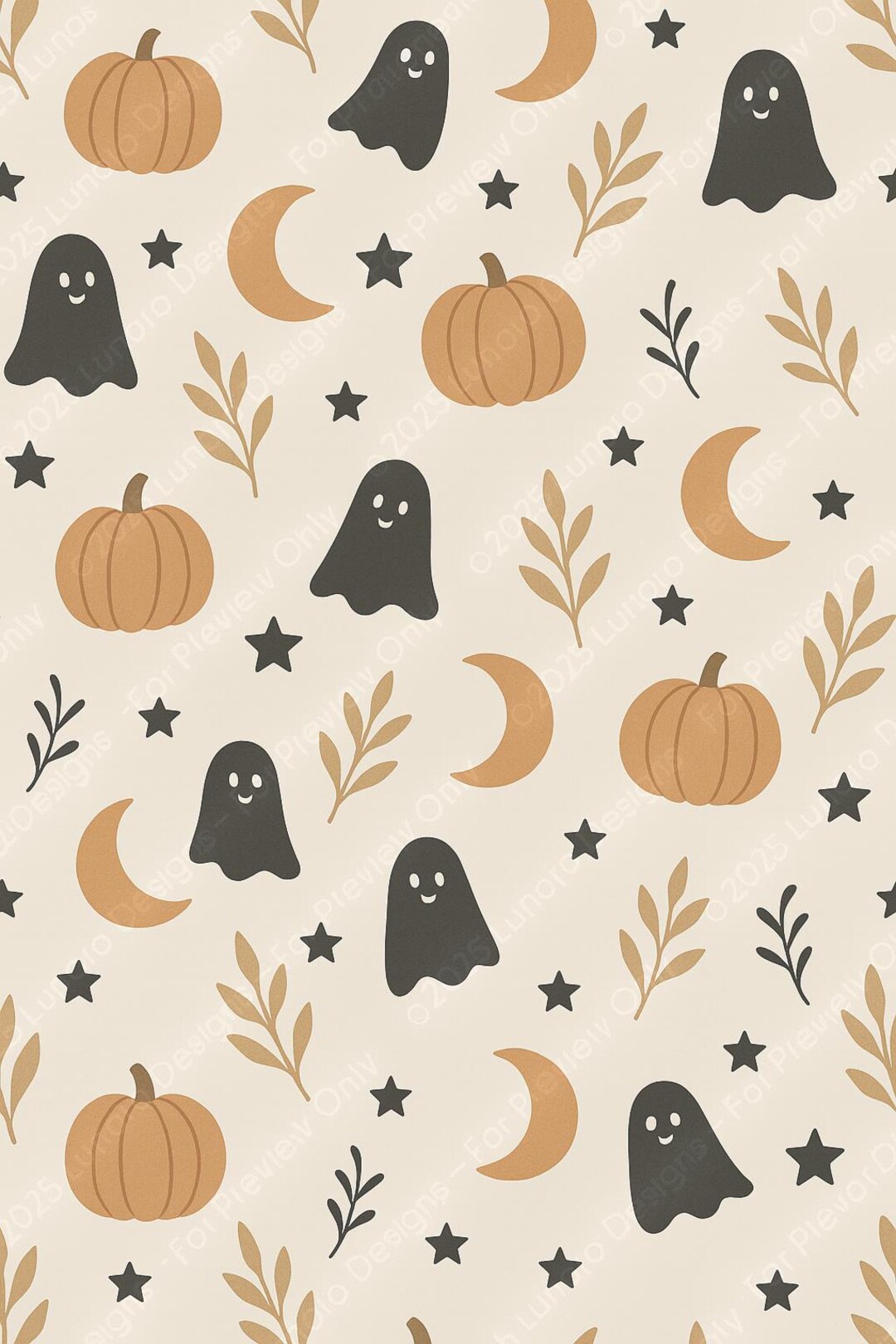 Halloween Ghost Pumpkin Seamless Pattern – Spooky Autumn Digital Paper ...