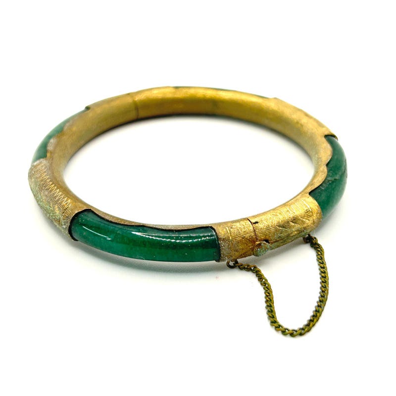 Jade Gold Hinged Bracelet - Etsy