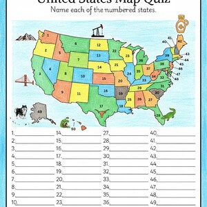 US Quiz of All 50 States - Etsy
