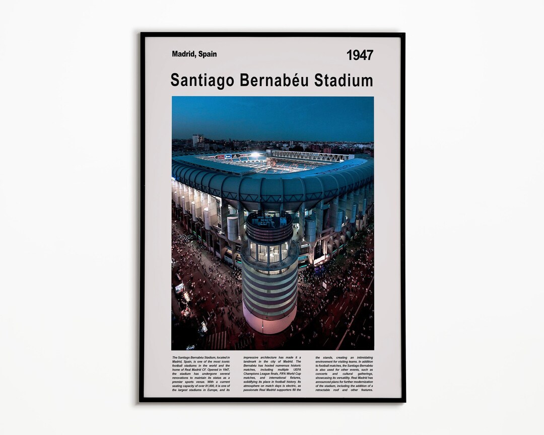 Santiago Bernabeu Stadium Poster: Minimalist Real Madrid Wall Art - Etsy