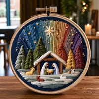 Nativity Scene Hand Embroidery Pattern, Baby Jesus Embroidery ...