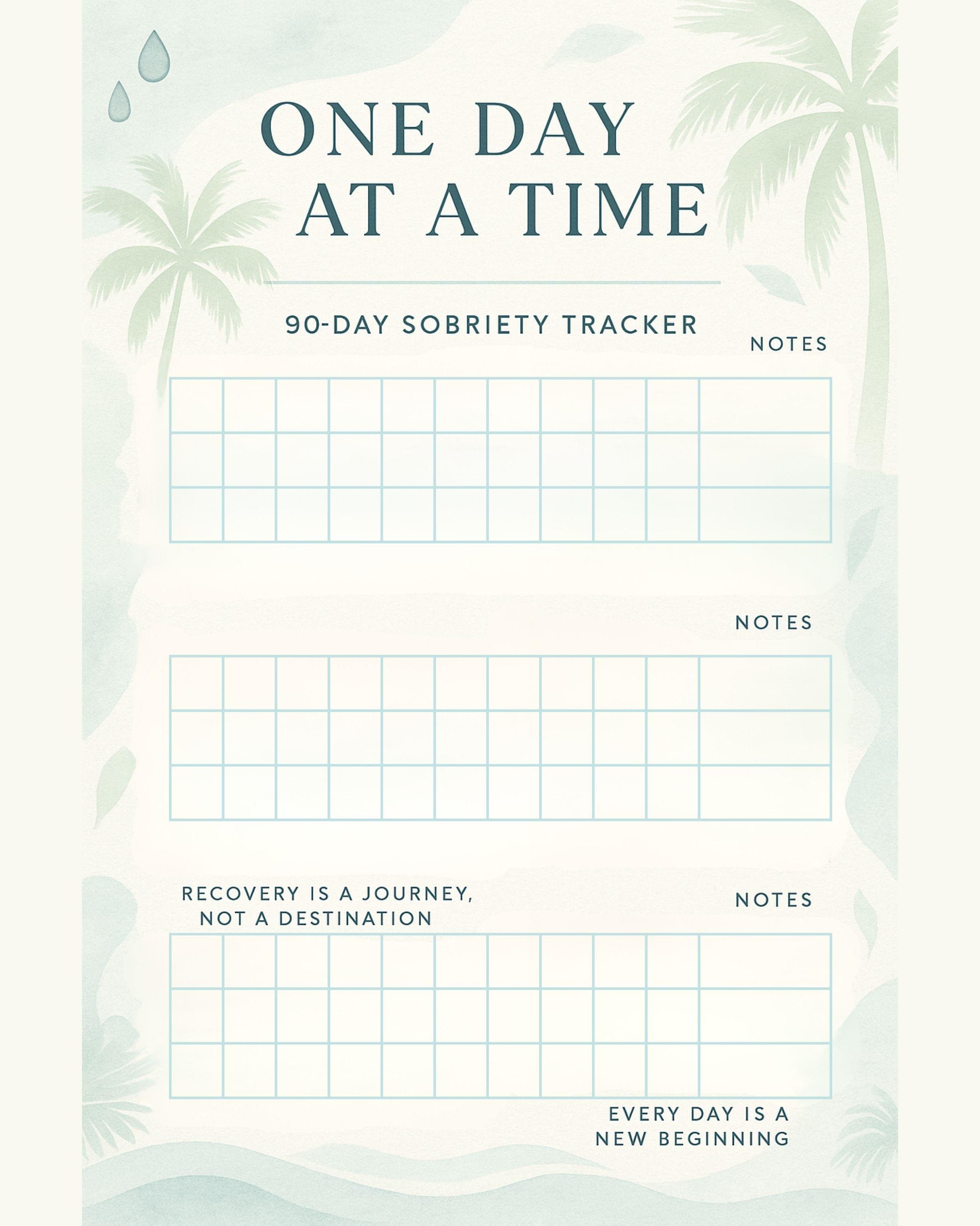 90-day Sobriety Tracker: Printable Recovery Journal (digital Download ...