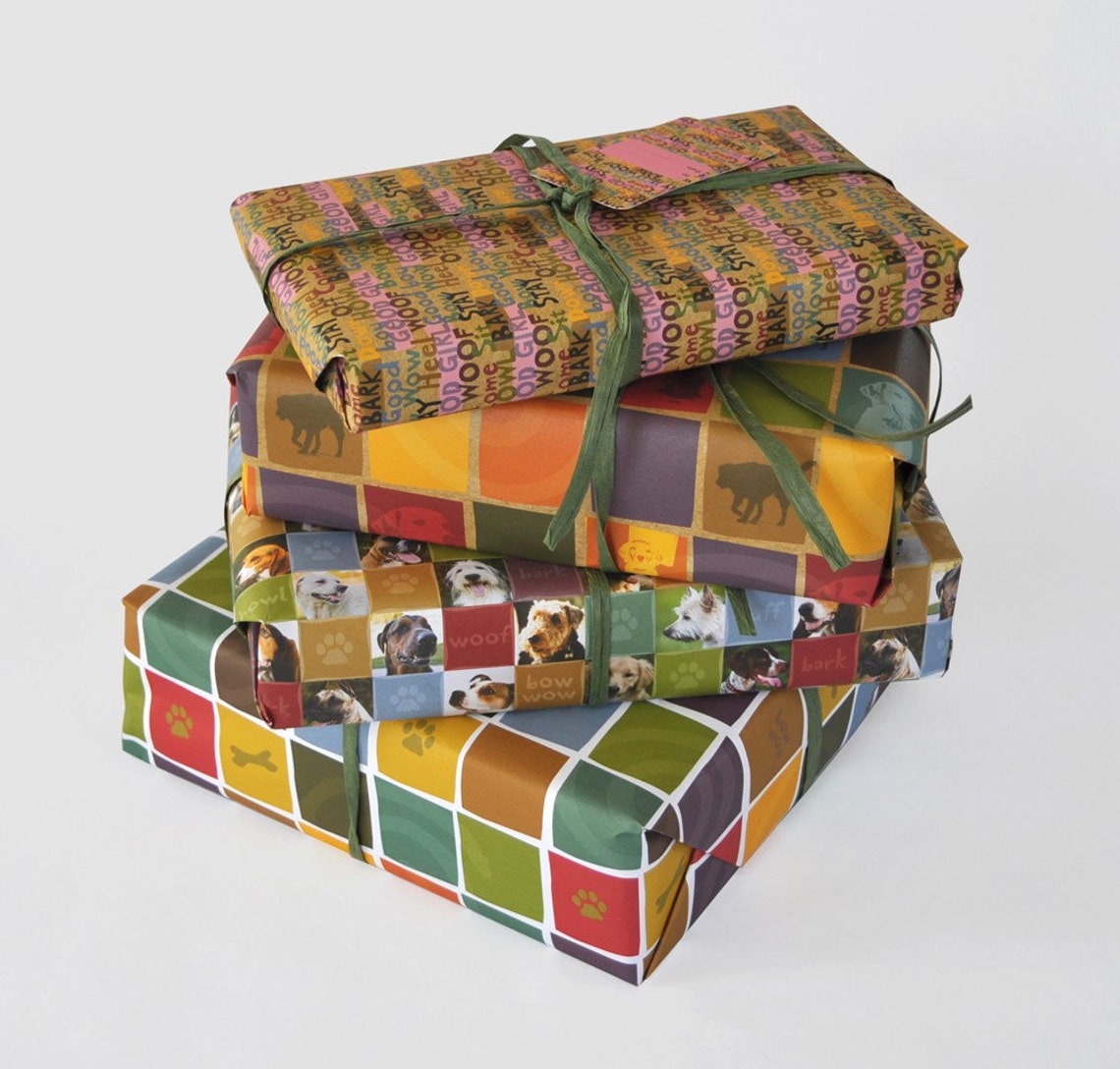 Set of 4 Assorted Dog Themed Wrapping Paper Sheets - Etsy