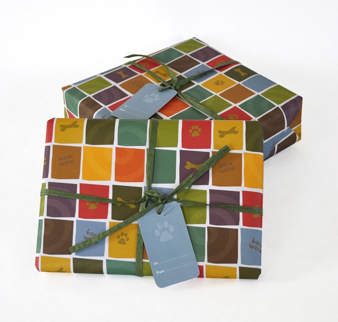 Dog Bone and Paw Prints Wrapping Paper. 1 Sheet - Etsy