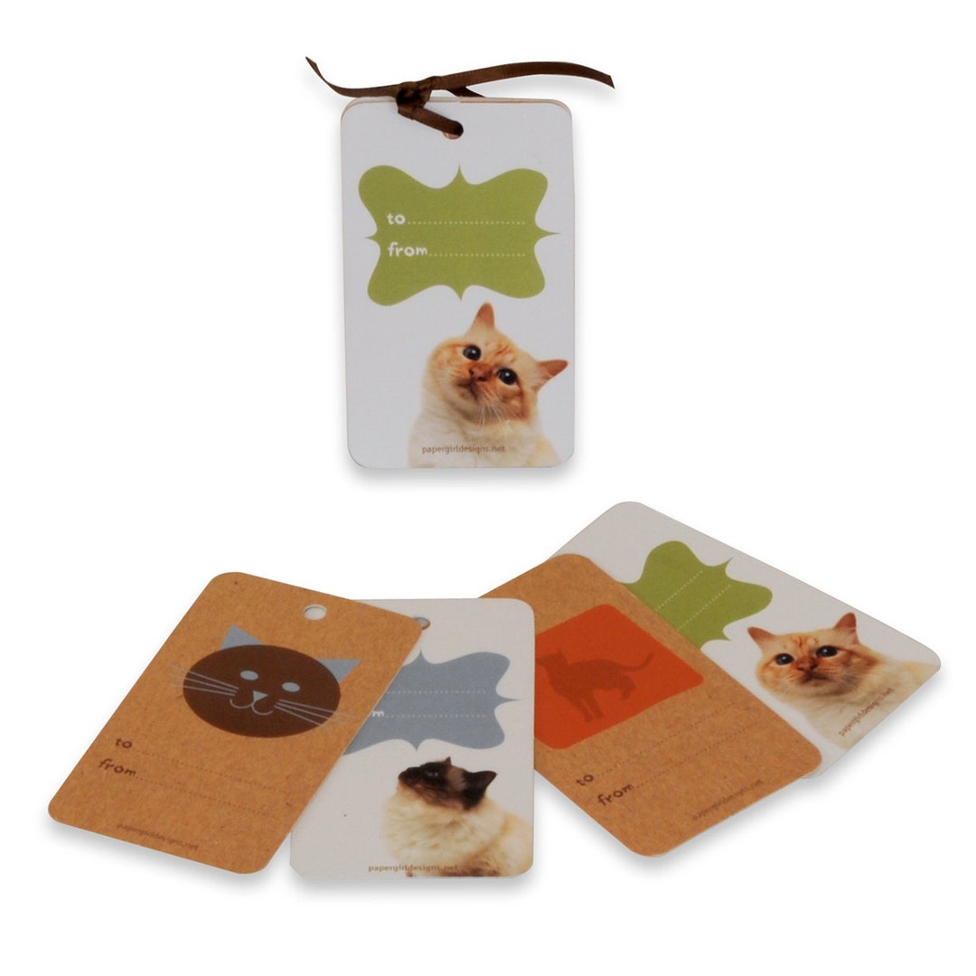 Cat Themed Gift Tag Set of 4 Assorted Designs - Etsy