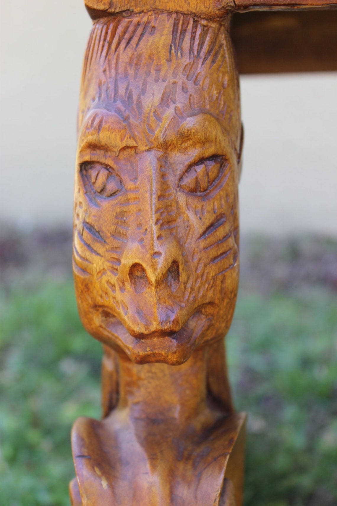 Vintage Carved Wood Chair Mythical Creatures Guard Animal - Etsy