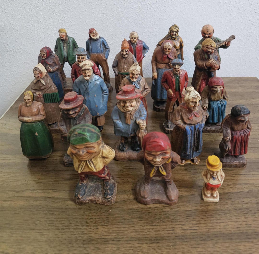 23 Wood Figurines, Syroco Wood, Adolph Holstein Syracuse Ornamental Co ...