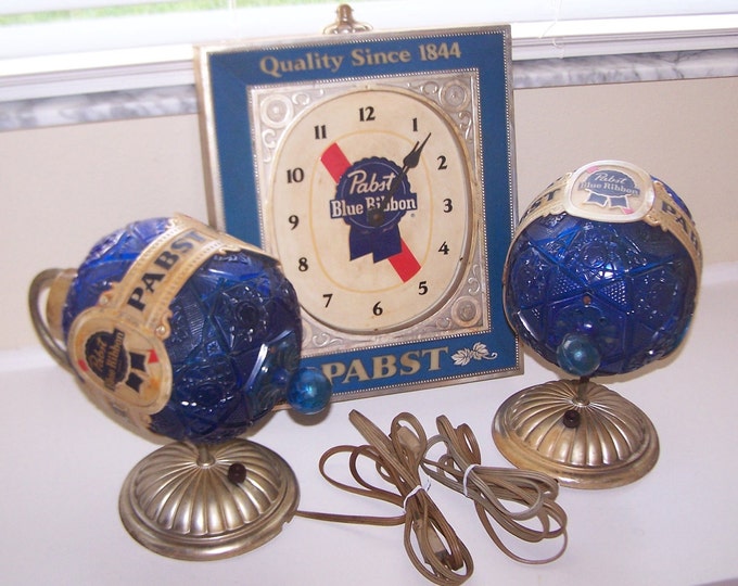 Pabst Blue Ribbon Rotating Wall Lights and Clock - Etsy
