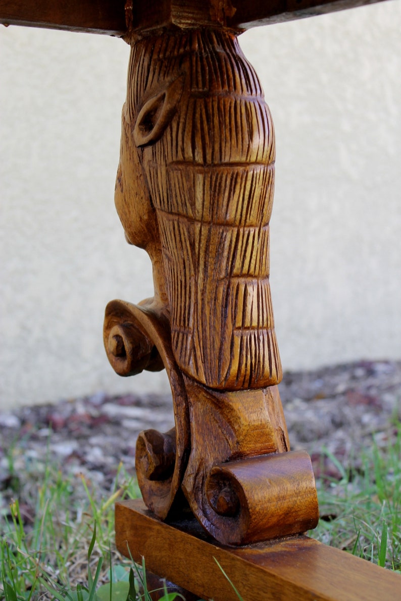 Vintage Carved Wood Chair Mythical Creatures Guard Animal - Etsy