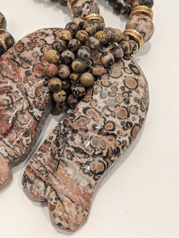 Vintage Stone Leopard Necklace Leopard Skin Jasper Be… - Gem