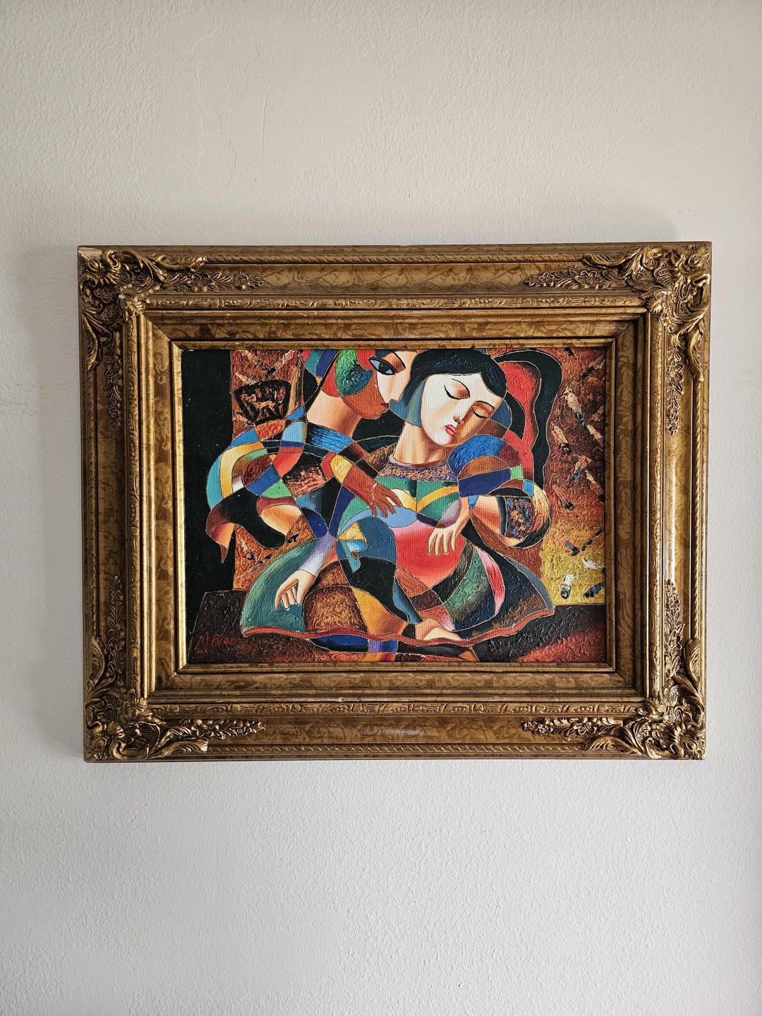 Rare M. Browell Colorful Abstract Painting of a Man and Woman - Etsy