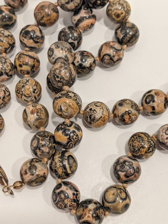 Vintage Stone Leopard Necklace Leopard Skin Jasper Be… - Gem