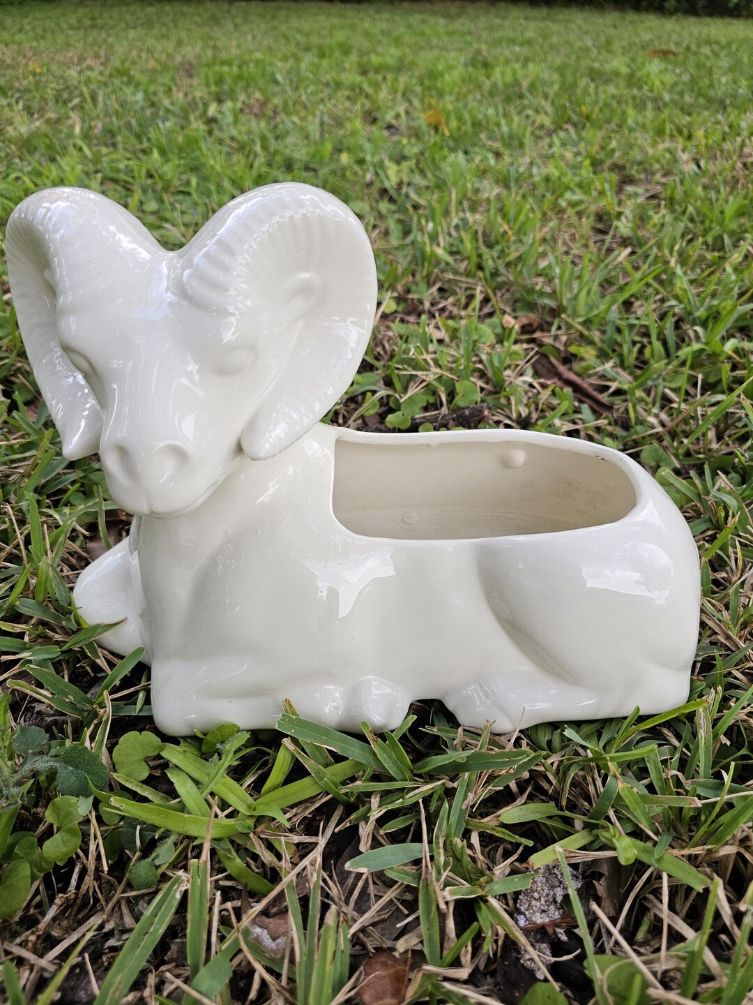 White Ram Planter - Etsy