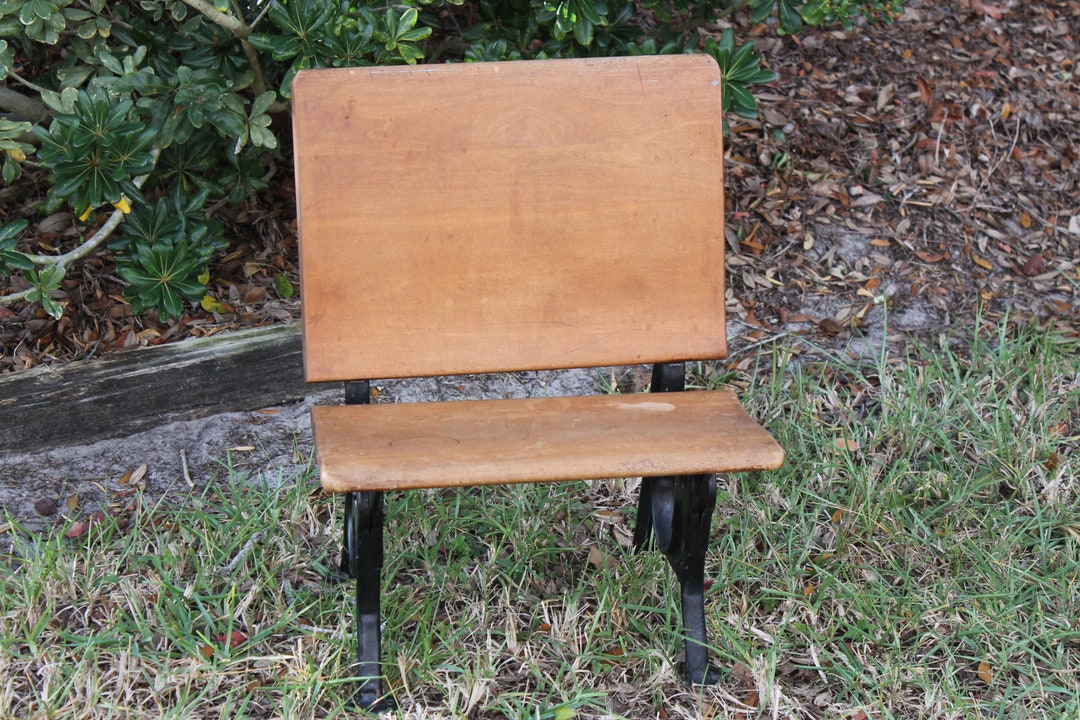 Vintage Wood School Bench - Etsy