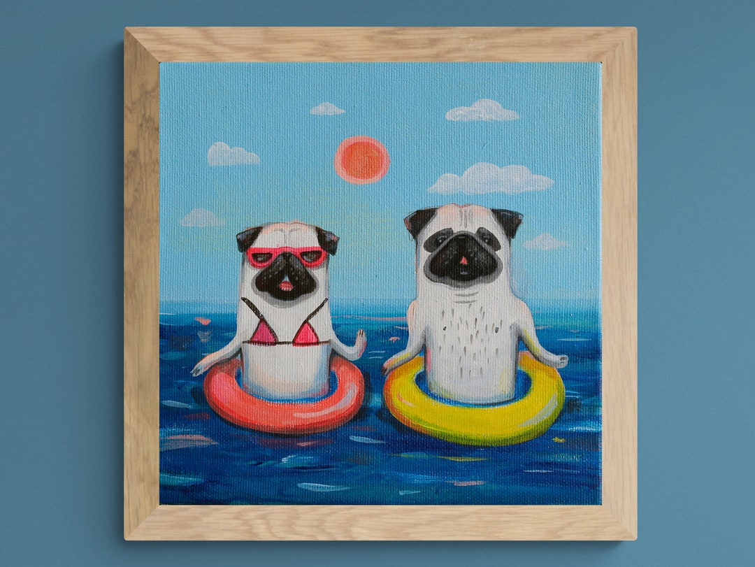 Pug Painting on Canvas - Art Print of an Original Acrylic Painting 8x8 ...