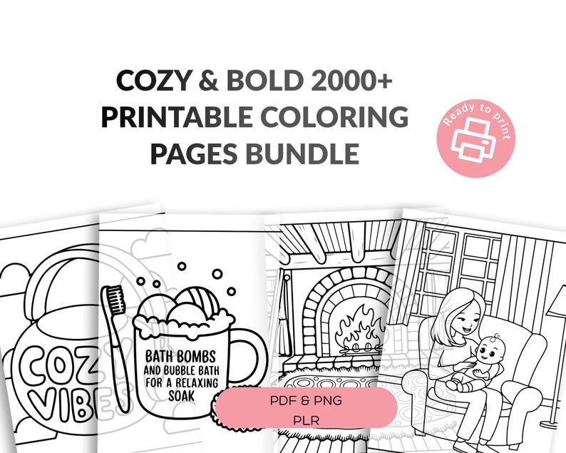 2000+ Printable Coloring Pages Bundle – Cozy & Bold Aesthetic Mega Pack ...