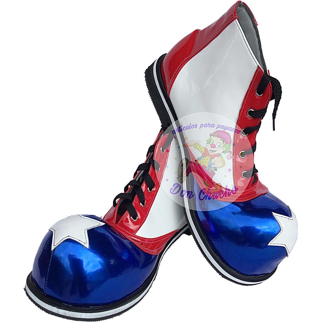 Mexican Professional Handmade Blue White Red Star Clown Shoes Zapato ...