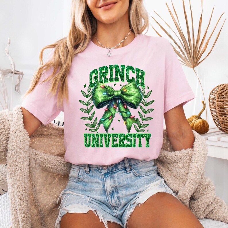 Grinch University Shirt, Grinch University Sweatshirt, Grinch Bow Shirt ...
