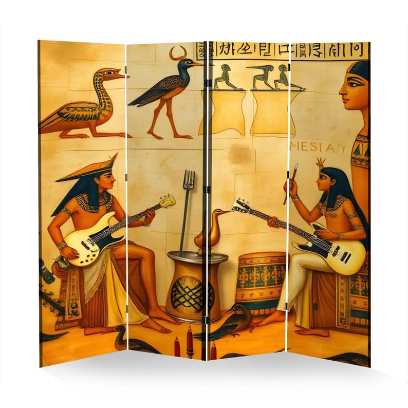 Egyptian Art Room Divider | Foldable Canvas Partition | Ancient Decor ...