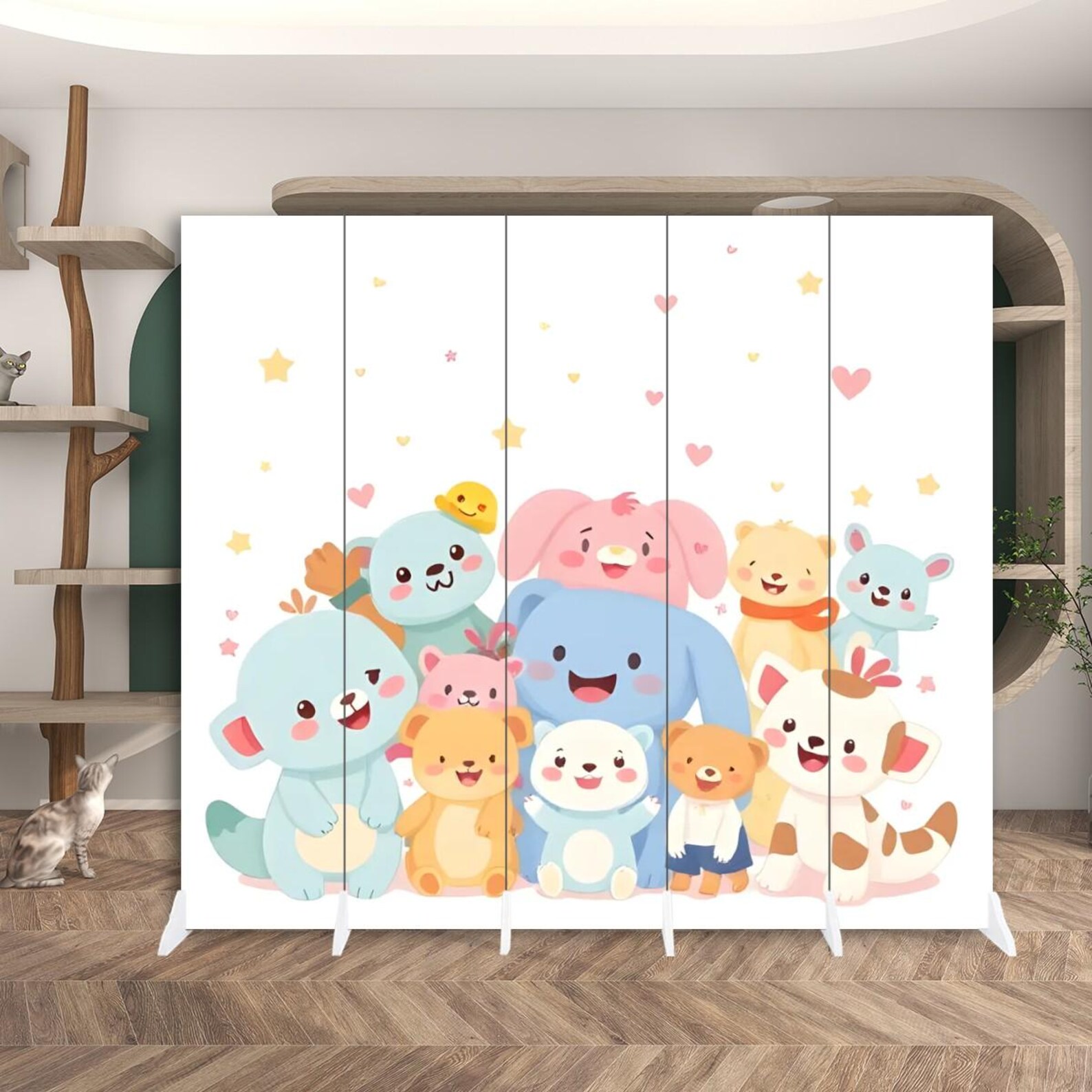Kids Playroom Folding Screen | 5-panel Nursery Divider | Colorful ...