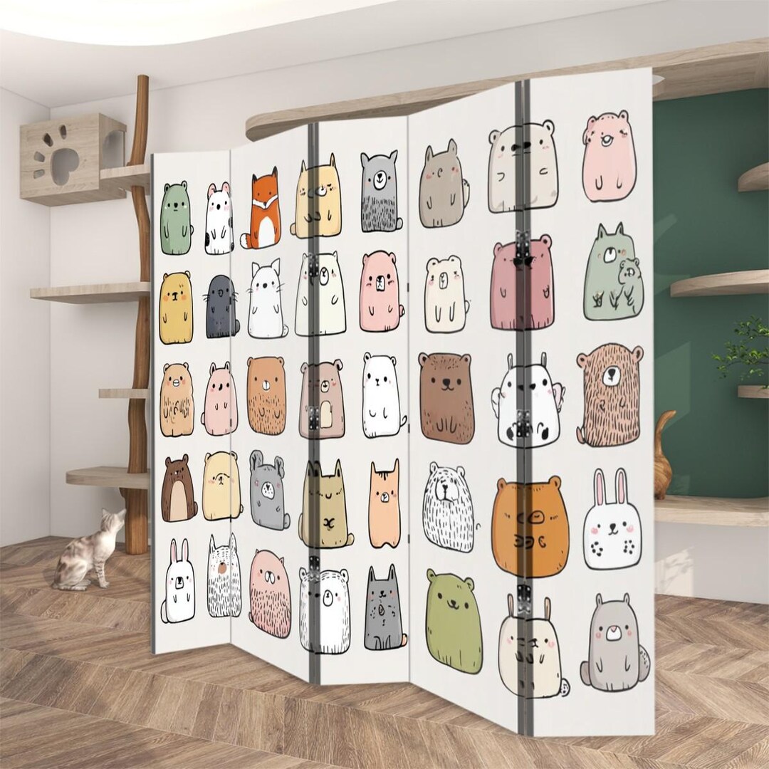 Large 5-panel Kids Room Divider | Foldable Playroom Partition ...
