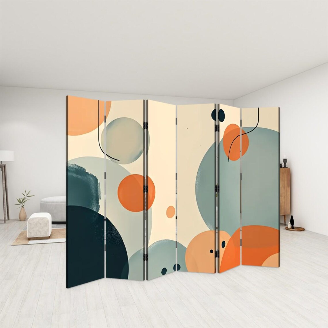 Boho 6 Panel Folding Screen | Canvas Room Divider Wall Art | Modern ...