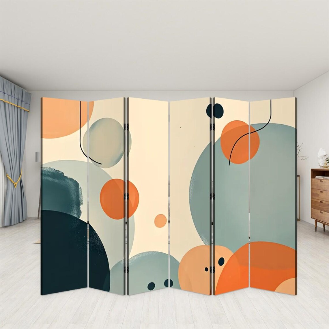 Boho 6 Panel Folding Screen | Canvas Room Divider Wall Art | Modern ...