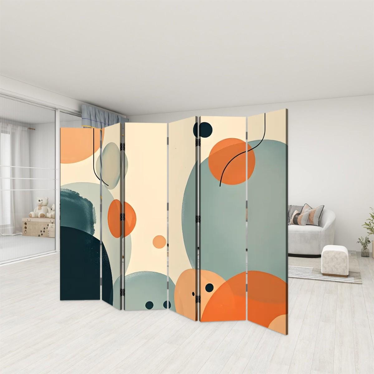 Boho 6 Panel Folding Screen | Canvas Room Divider Wall Art | Modern ...