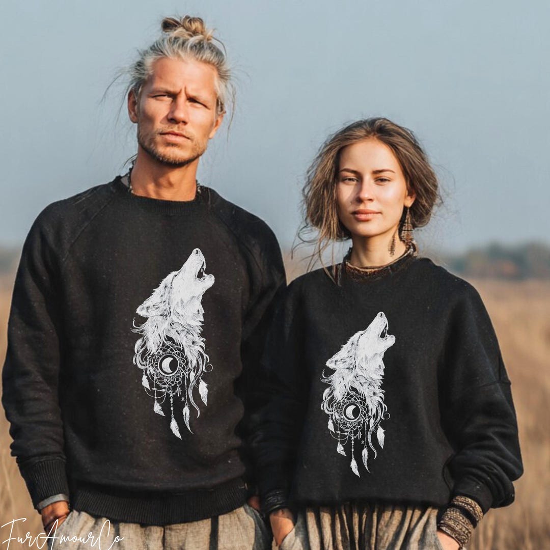 Arcane Wolf Guardian Sweater | Moon Howler Wolf Emblem Sweatshirt - Etsy