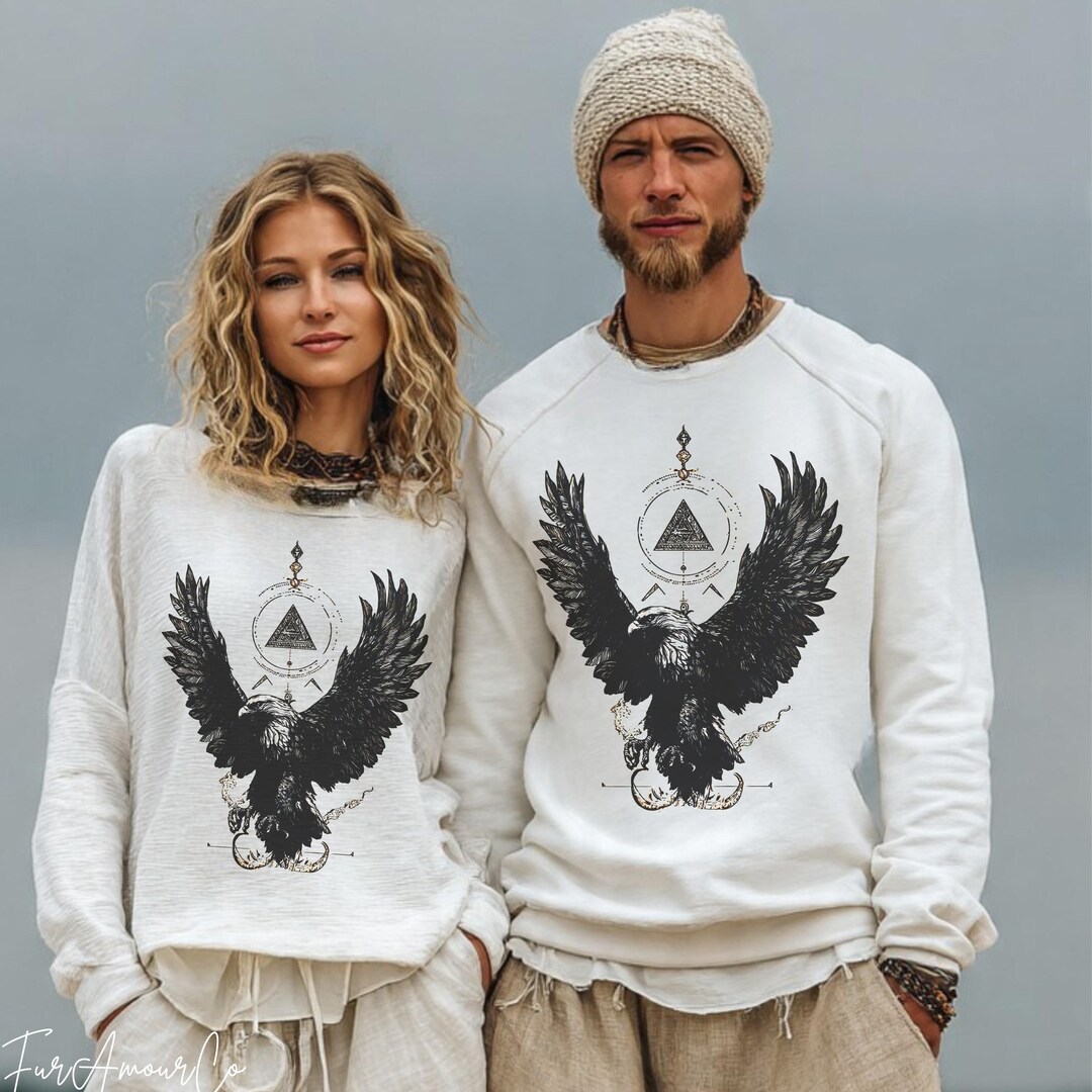 Whispering Symbols Eagle Sweater | Celestial Marks Crewneck - Etsy