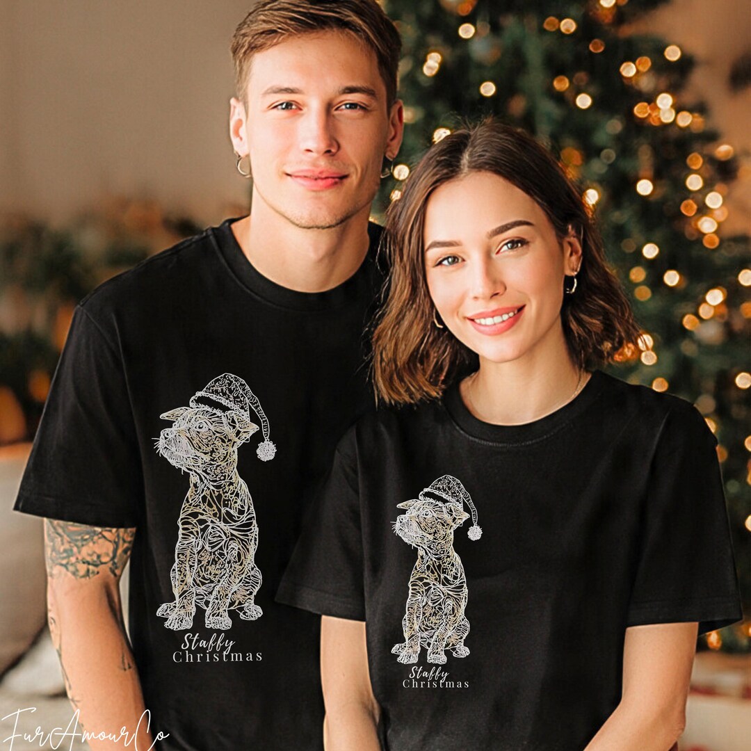 Staffy Christmas Shirt | Staffordshire Bull Terrier Puppy Minimalist ...