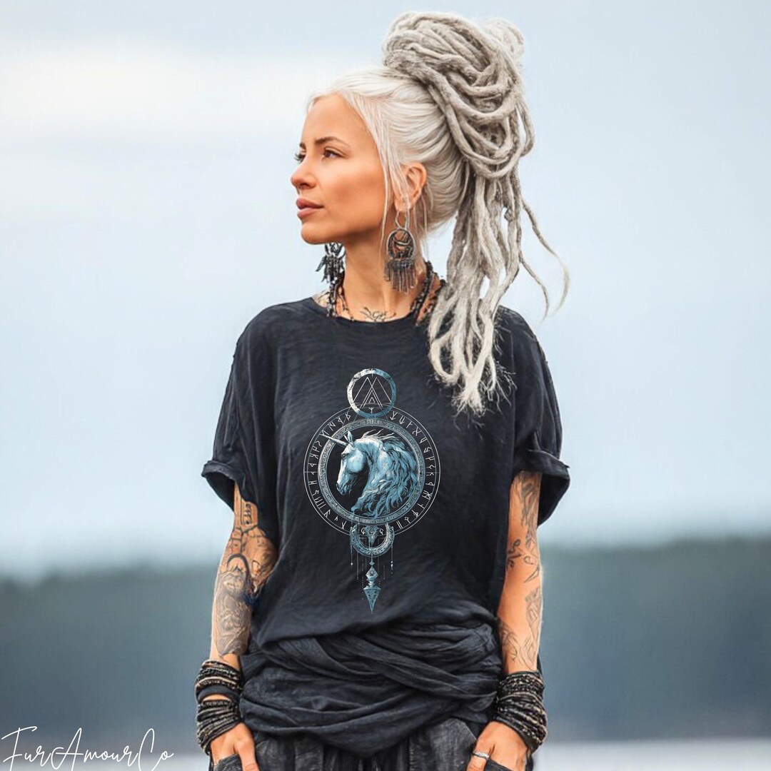 Sacred Rune Circle Horned Horse Halo Shirt | Lunar Light and Gentle ...