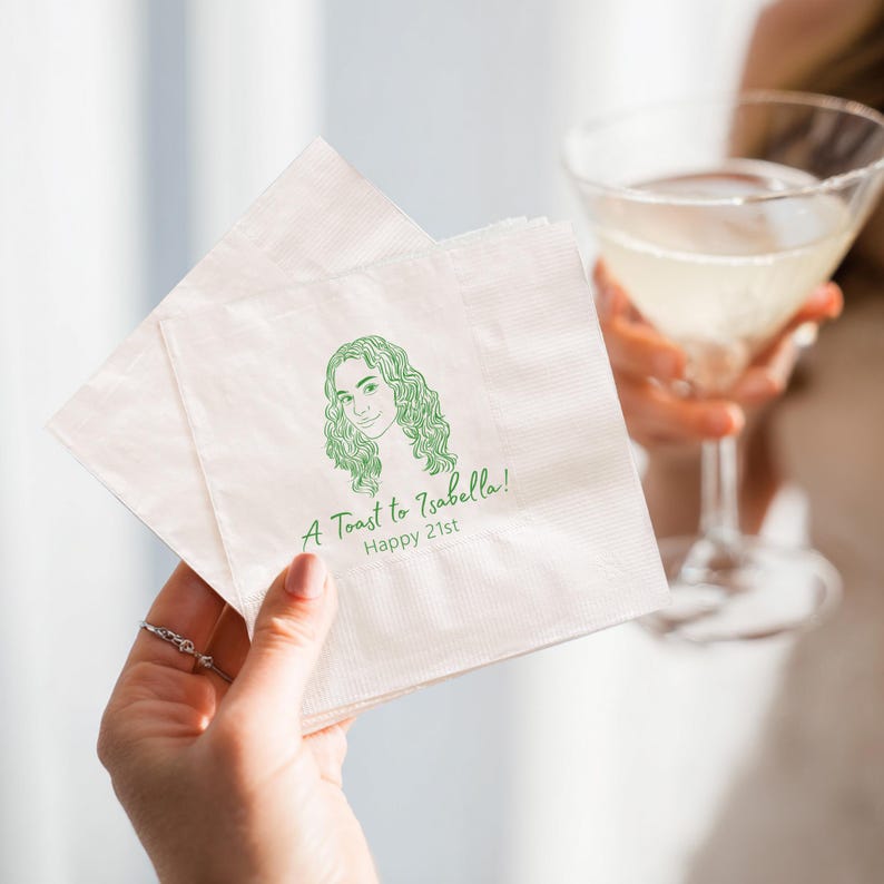 Personalized Portrait Birthday Napkins, Custom Birthday Cocktail Napkin ...