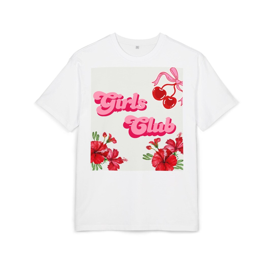 Girls Club Oversize T-shirt Women - Trendy Summer Shirt With Floral ...