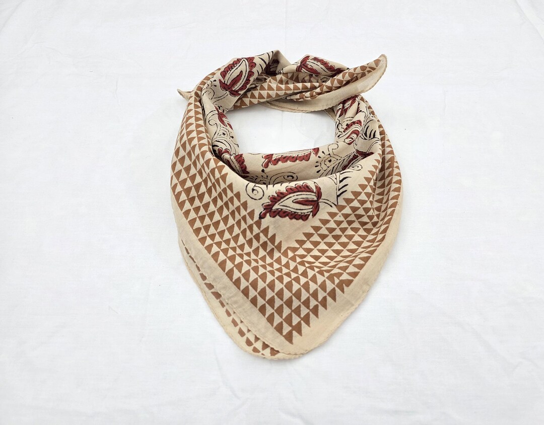 Organic Bandana Cotton Hand Block Print Bandana: Vintage Style Napkin ...