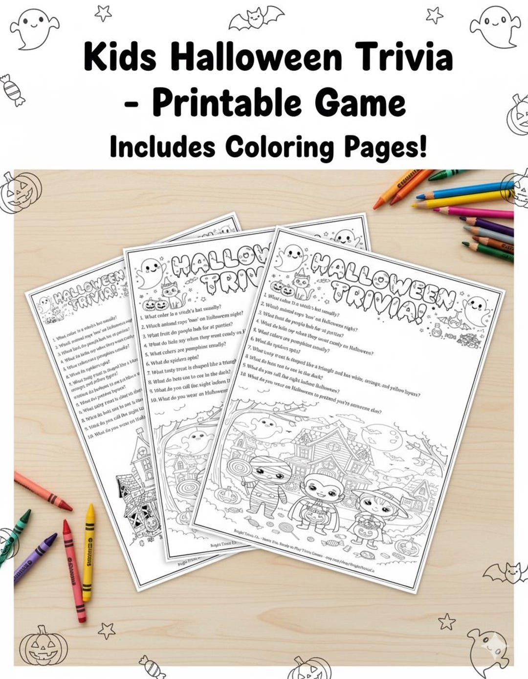 Kids Halloween Trivia Game – Printable Quiz and Coloring Pages ...